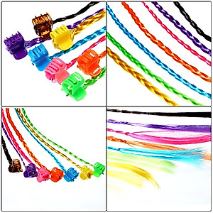 Bememo 21 Pieces Colored Braids Hair Extensions with Clip Snaps Rainbow Braided Kids Hair Extensions Accessories for Children Performance Kids Girls Halloween Cosplay Party Dress up