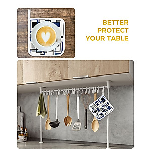 3 Pack Pot Holders for Kitchen,Nordic Royal Blue Checker Stripe Heat Proof Potholder Hot Pads Trivet,Modern Abstract Geometric Washable Coaster Potholders for Cooking Baking Grilling