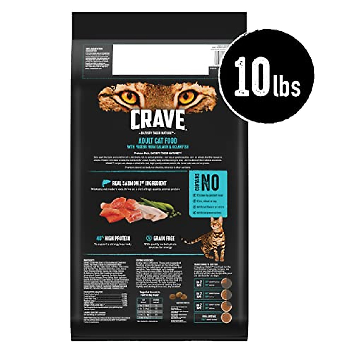 CRAVE Grain Free Adult High Protein Natural Dry Cat Food with Protein from Salmon & Ocean Fish, 10 lb. Bag