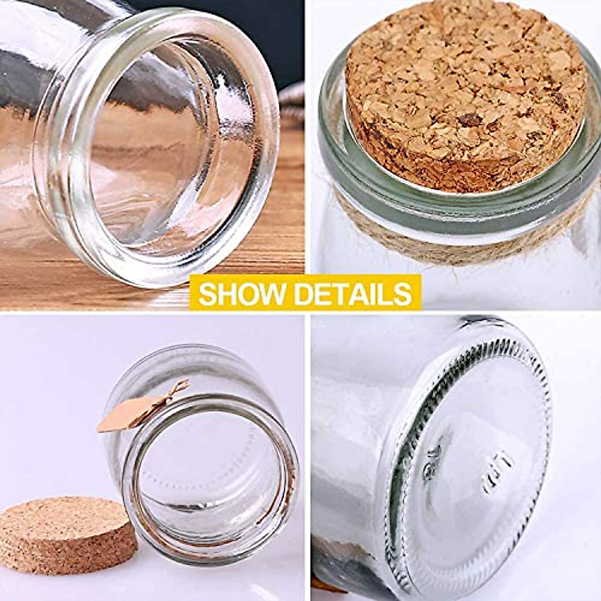 Ufrount Small Glass Decorative Bottles With Cork Lids,3.4oz Mini Yogurt Mason Jar,Set of 40,Great for Wedding Favor,DIY Projects.