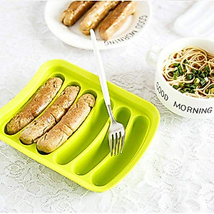 Non-Stick Silicone Sausage Mold for Homemade Hot Dogs, DIY Hot Dogs, BPA Free, Hot Dog Mold for Oven and Microwave (Green, 6-Cavity)