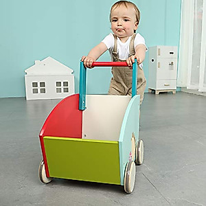 labebe - Baby Walker for Girl&Goy, 4 Wheels Walker Toy, Push/Pull Wagon Cart for Kid, Baby Learning Walker, Toddler Push Toy for 1-3 Years Old, Outdoor Activity Walker Infant, Wooden Child Wagon Green