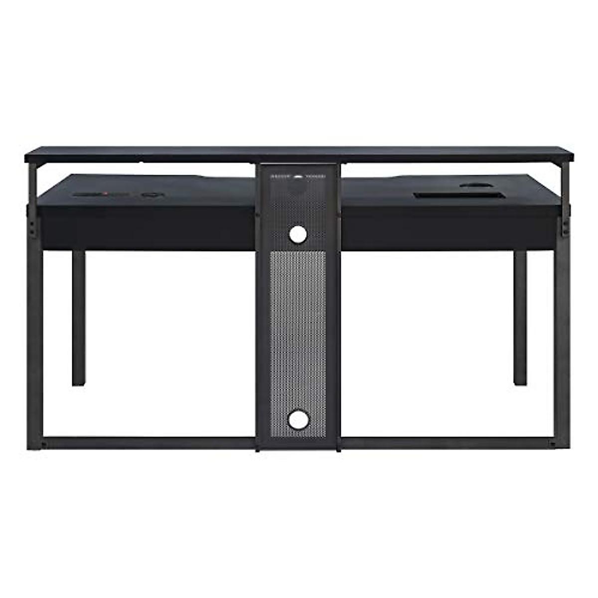OSP HOME FURNISHINGS Furniture Adaptor 63 Inch Gaming Desk with RGB LED Lights and Smart Power Hub, Matte Black.