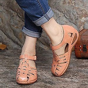 justHIGH Women's Casual Peep Toe Hollow Out Slingback Platform Wedge Sandals Breathable Non Slip Sole