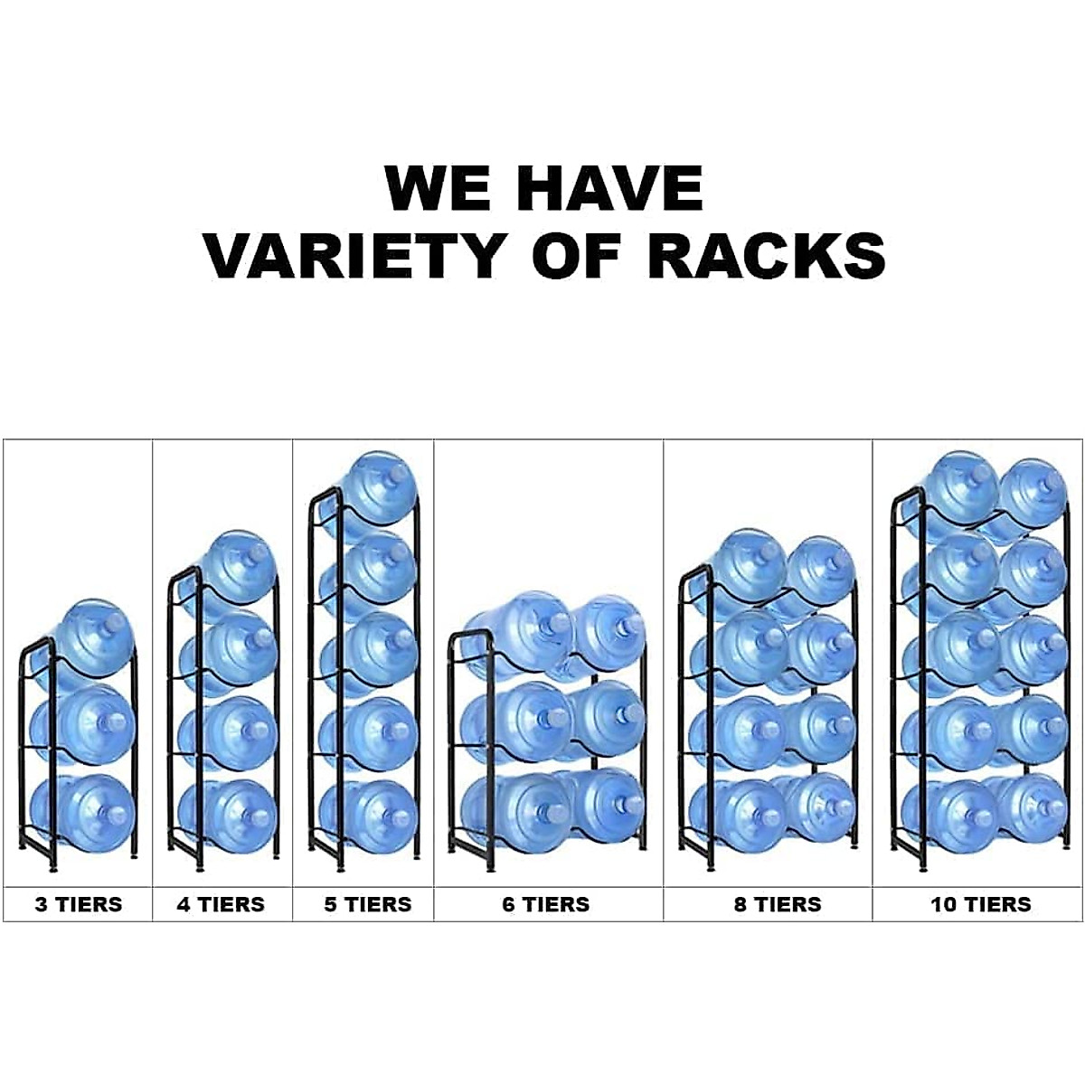 3-Tier Water Jug Holder Rack Water Cooler Jug Rack 5 Gallon Water Bottle Holder Detachable Heavy-Duty Dispenser Organizer for Home Kitchen Office Save Spacer (3-Tier)