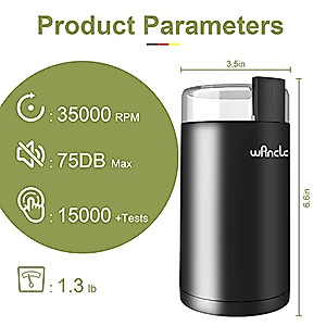 Coffee Grinder, Wancle Electric Coffee Grinder, Quiet Spice Grinder, One Touch Coffee Mill for Beans, Spices and More, with Clean Brush Black