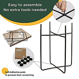 Bees & Buds Tall Metal Plant Stand Indoor - 10 inch Black Iron Outdoor Plant Stands - Mid Century Modern Iron Plant Stand - Flower Planter Holder - EXCLUDING Plants Pot