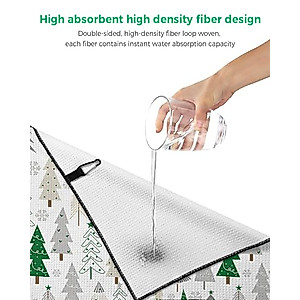 Yun Nist Golf Towel Christmas Tree Xmas Snowflake White,Waffle Pattern Microfiber Club Cleaner Golf Towels with Carabiner Clip for Women Men Dad,Winter Cedar Seamless Golf Towel for Golf Bags,24x16in