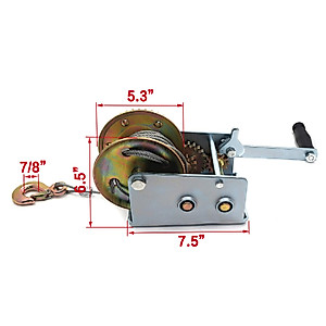 HTTMT- 2000Lbs Dual Gear Hand Winch Towing Boat Trailer w/ 33FT Steel Cable Hand Crank [P/N:ET-TOOL003-BY20 w/Cable-RAW]