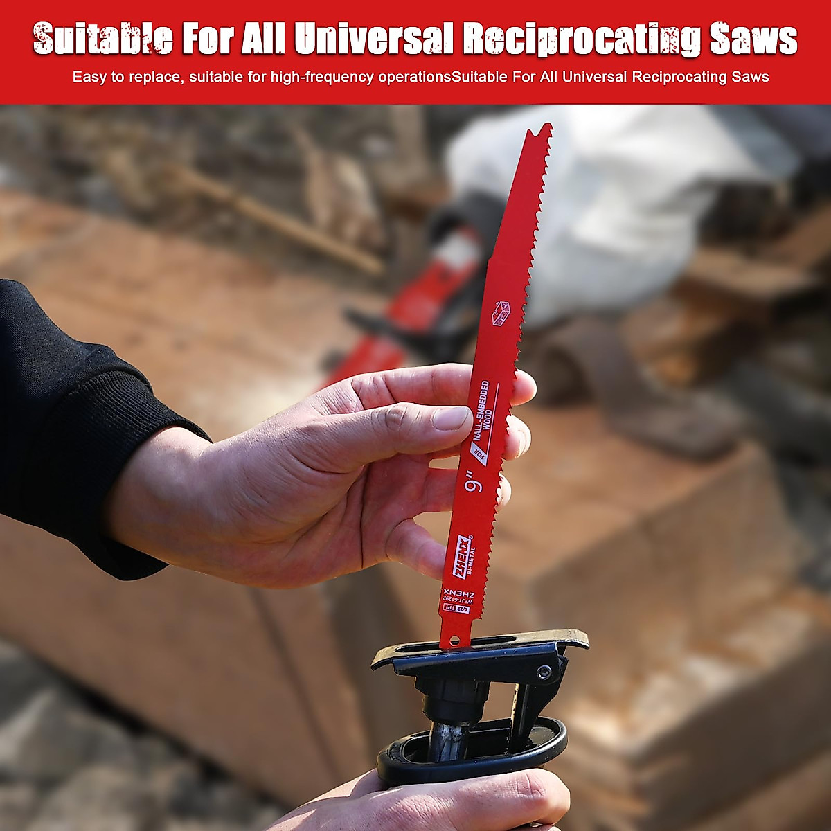 25 Pack 6/12tpi 9 Inch Saw Blade Wood with Nails Cutting,Bi-Metal Reciprocating Saw Blades for Nail-Embedded Wood, Organizer Case Included