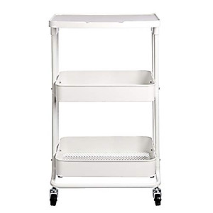 Amazon Basics 2-Tier Metal Kitchen/Utility Cart with Shelf, White