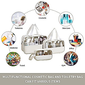 Toiletry Bag for Women Clear Travel Toiletry Bag Travel Makeup Bag Hanging Toiletry Bag for Men Toiletry Bags for Traveling Women Travel Bag for Toiletries Transparent Set(white)