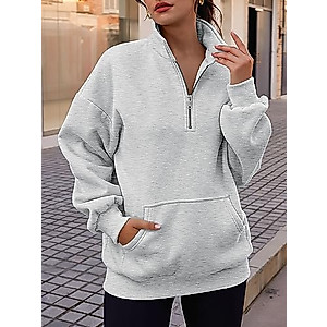 Trendy Queen Womens Half Zip Pullover Oversized Sweatshirts Hoodies with Pockets Quarter Zip Long Sleeve Fleece Jackets Crewneck Fall Outfits Cute Preppy Y2k Winter Clothes Teen Girls Fashion 2023