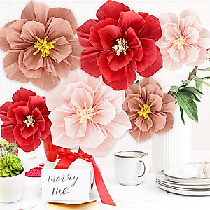 Rose Tissue Paper Flowers Thickened Crepe Paper Flower Decorations for Wall, Flowers for Parties, Backdrops and Classroom Walls, 10", 6 Pieces