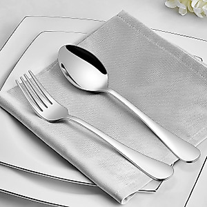 24-piece Forks and Spoons (8 Inches) Silverware Set, HaWare 18/0 Stainless Steel Serving Flatware Cutlery Set for Home, Kitchen and Restaurant, Mirror Polished, Dishwasher Safe