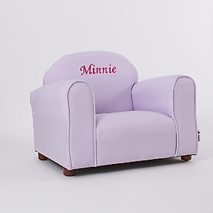 Keet Personalized Toddler Chair, Customize with Name, Personalized Kids Chair, Embroidered with Name, Kids Armchair Personalized, Easy to Coordinate, Ages 2-5 Years, Kid Sofa Chair, Gingham Lavender