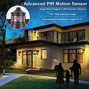 XANGQAN Outdoor Wall Light Fixture with Motion Sensor and Dusk-to-Dawn Sensor, Waterproof and Anti-Rust Aluminum Exterior Sconce with Tempered Water Ripple Glass, for House Garage and Porch.