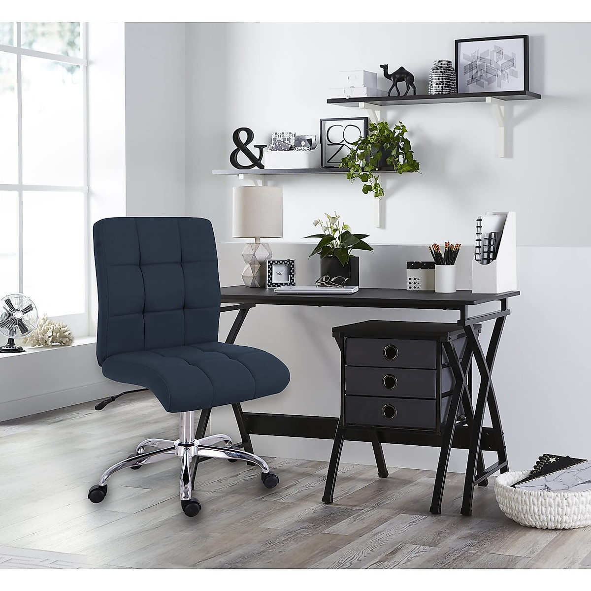 Realspace® X-Cross 48"W Computer Desk With File Cabinet, Black