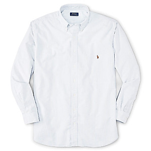 Polo Ralph Lauren Mens Classic Fit Oxford Longsleeve Buttondown Shirt (Blue White Stripe, Medium)