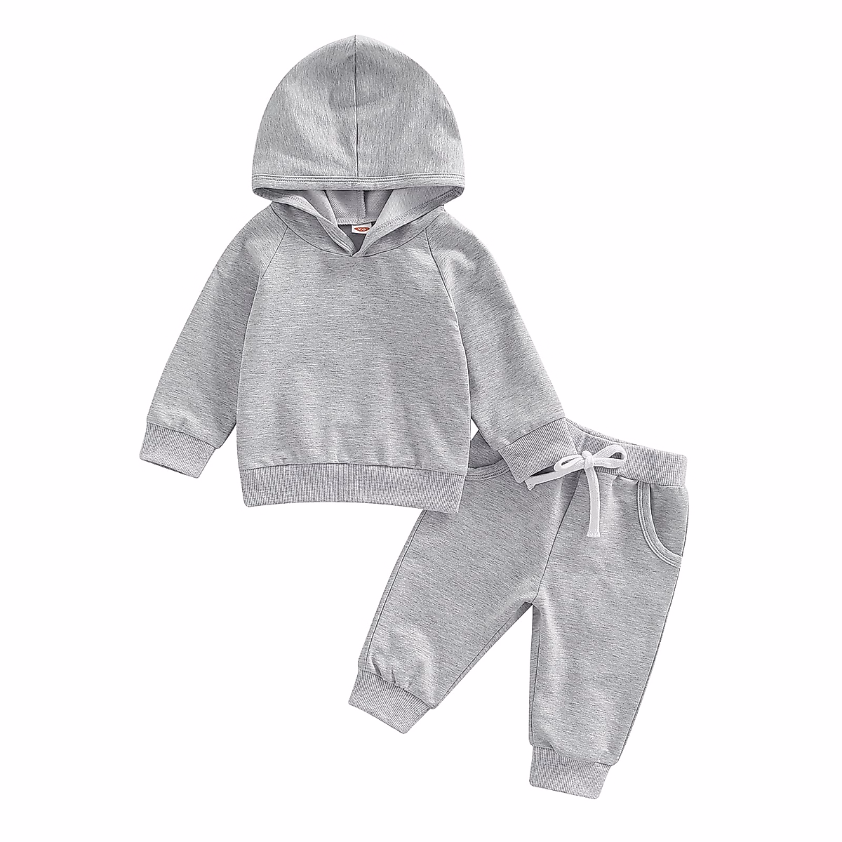 Endorothii Toddler Baby Boy Long Sleeve Solid Hoodies Sweatshirt Pants Outfit Set 2 Piece Sweatsuit Fall Clothes (Grey, 12-18 Months)