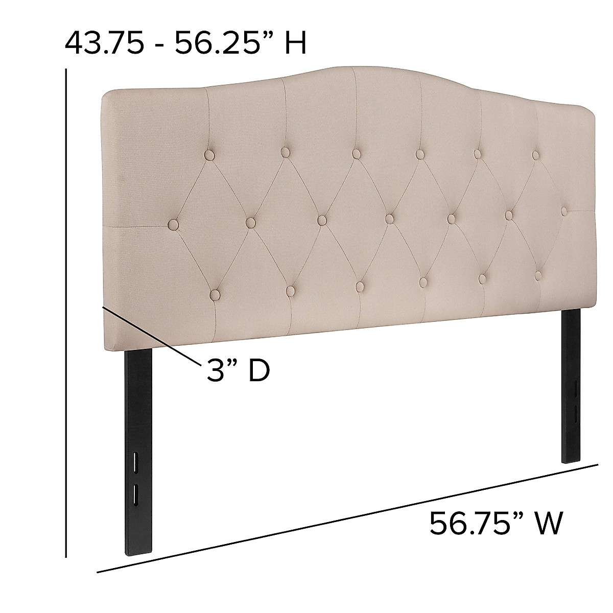 Flash Furniture Cambridge Tufted Upholstered Full Size Headboard in Beige Fabric