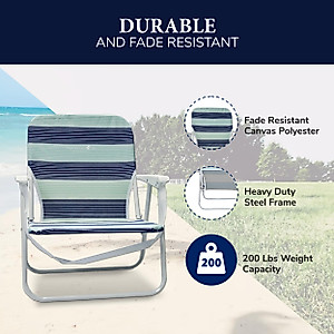 Caribbean Joe Folding Beach Chair, 1 Position Lightweight and Portable Foldable Outdoor Camping Chair with Carry Strap, Horizon Stripe