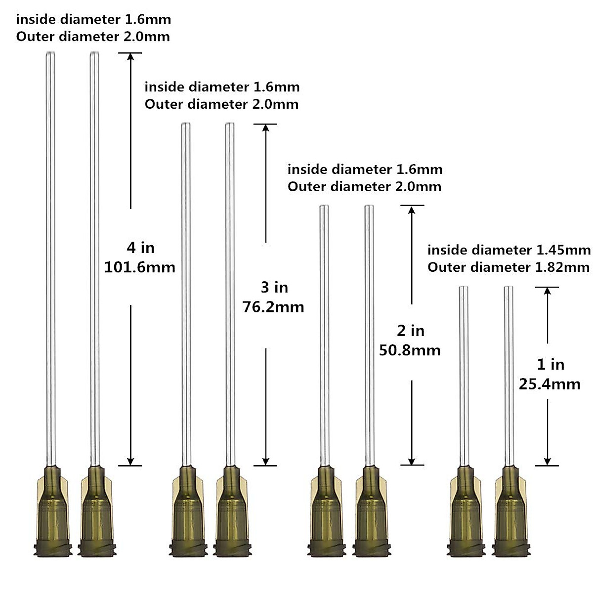 8 Pack 100ml Syringes with 14G 4.0" 3.0'' 2.0" 1.0'' Blunt Tip Needles and Storage Caps(Luer Lock), Plastic Reusable Syringe for Glue Applicator, Oil Dispensing Multiple Uses