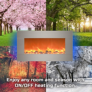 31-Inch Electric Fireplace - Front Vent, Wall Mounted, 13 Backlight Colors, Adjustable Heat and Remote Control by Lavish Home (Silver)
