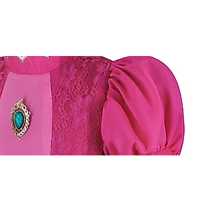 Princess Dress up Costume for Girls with Crown Blue Earrings Gloves Brooch Peach Cosplay Halloween Birthday Party Red-130