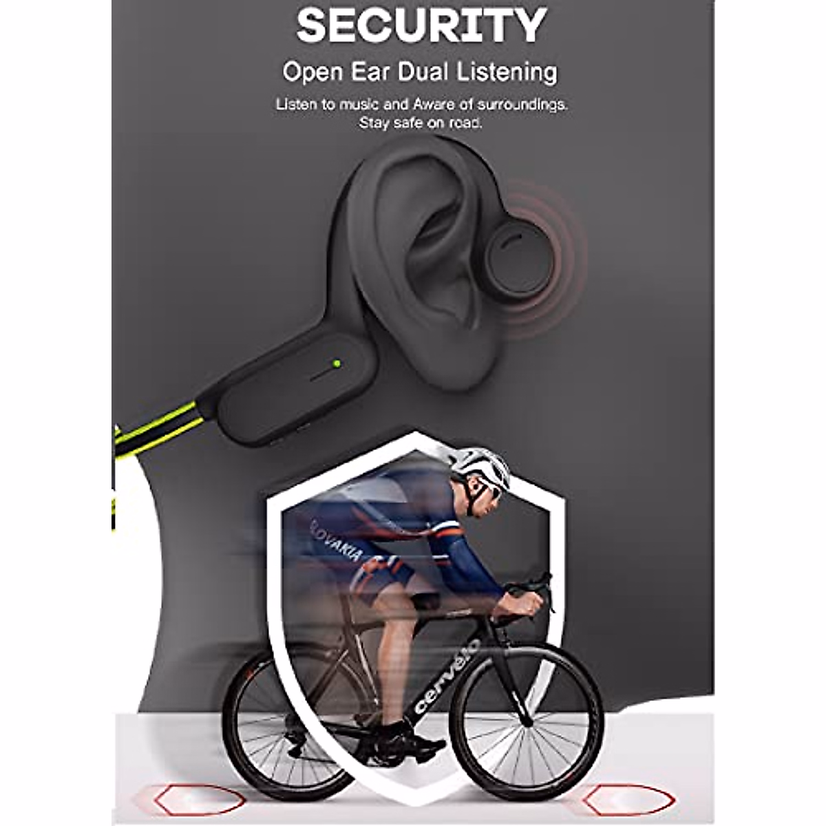 Pinetree Open Ear Headphones, Wireless Bone Conduction Headphones Bluetooth Headphones, Bluetooth 5.0 Headset with Mic for Working Sport Jogging Running Driving Cycling Hiking Indoor and Outdoor, Grey