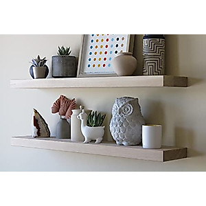 Urban Legacy Modern Hardwood Floating Accent Shelves | Set of 2 | Unfinished Oak (24" x 7" x 2")