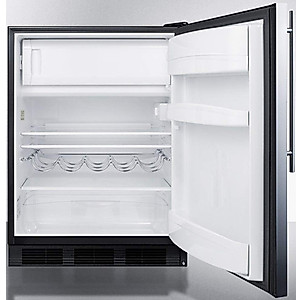 Summit Appliance CT663BKBISSHV Built-in Undercounter Refrigerator-Freezer for Residential Use, Cycle Defrost with Stainless Steel Wrapped Door, Professional Thin Handle and Black Cabinet