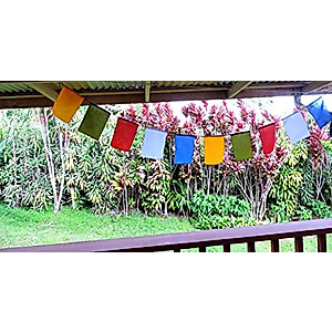 Blank prayer flags set of 10 flags surged edge. five Tibetan traditional colors which are Yellow, green, red, white and blue. Each color represents an element.