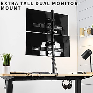 VIVO Dual Monitor Desk Stand Free-Standing LCD Mount, Holds in Stacked Vertical Position 2 Ultrawide Screens up to 34 inches, Black, STAND-V002L