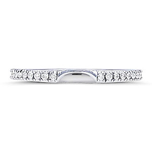 Kobelli Notched Diamond Wedding Band 1/8 Carats (ctw) in 14k White Gold, Size 7, White Gold