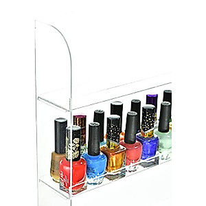 AMT Acrylic Nail Polish Racks for the Wall. CLEAR Nail Polish Display. Young Living Essential Oils Organizer. Holds up to 180 Btls. Plus a Microfiber Cloth for Cleaning Purposes (6 Tier- 180)
