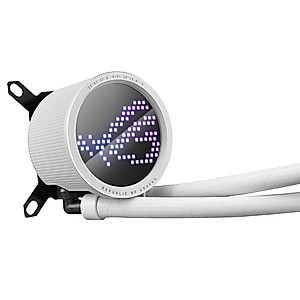 ASUS ROG RYUO III 360 ARGB White Edition All-in-one AIO Liquid CPU Cooler 360mm Radiator, Asetek 8th gen Pump Solution, Anime Matrix™ LED Display and ROG AF 12S ARGB Fan.