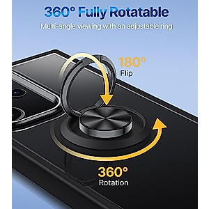 Silverback for Samsung Galaxy S22 Ultra Case Clear with Ring Stand, Shockproof Protective Slim Lightweight Phone Case for Galaxy S22 Ultra 5G 6.8 Inch, Black Clear