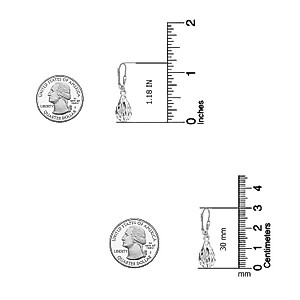 LeCalla 925 Sterling Silver Teardrop Earrings Jewelry | Lightweight Diamond-Cut Leverback Oval Drop Dangle Earrings for Women - 30mm