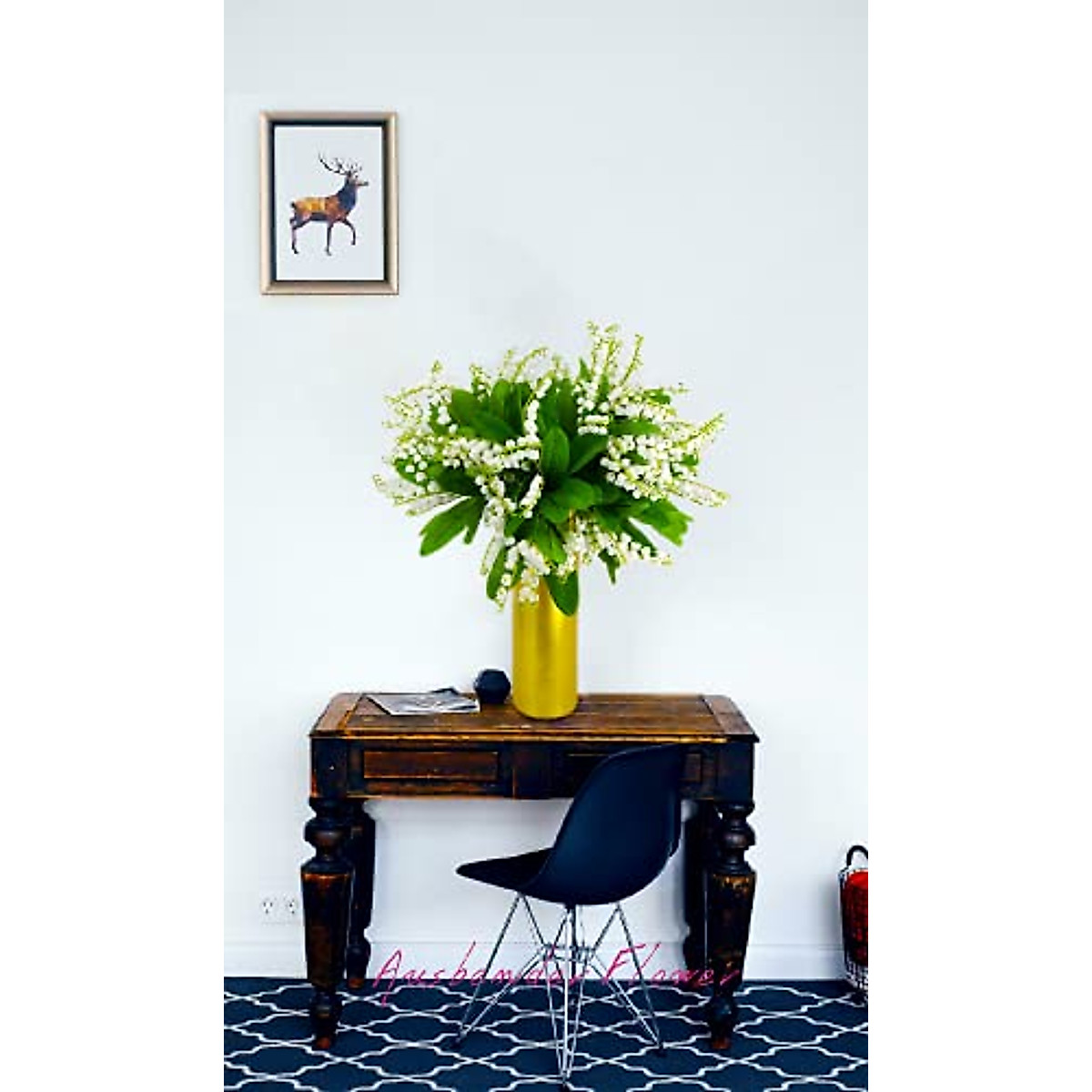 Artificial White Faux Flowers Floral Stems Plant Picks Berry Blossom Tall Fall Plant Outdoor Floral Arrangement Decoration Crafts Home Decor Holiday Wedding Parties 8Packs(Lily Of Valley White Flower)