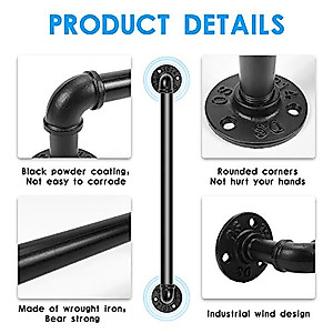 Industrial Pipe Towel Rack 14 inch Towel Bar, Wall Mounted Heavy Duty Matte Black Finish Bath Towel Holder for Kitchen Or Bath Hanging (1 Pack)