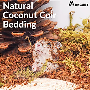 JONSΛNTY 3L Natural Coconut Coir Bedding, Small Animal Bedding for Hamster, Reptile, Tortoise, Frogs, Snakes, Hermit Crabs, Burrowing Animals, Clean, Cozy, Odor Control, Absorbent, for Cage, Terrarium