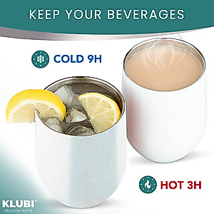 KLUBI Elephant Gifts Your Argument is Irrelephant - White Glitter Tumbler/Mug for Wine, Coffee and All Drinks - Funny Gifts for Her, Him, Lovers, Women, Stuff, Decor