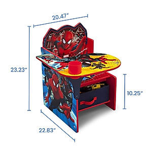 Delta Children Chair Desk with Storage Bin + Design and Store 6 Bin Toy Storage Organizer, Marvel Spider-Man (Bundle)