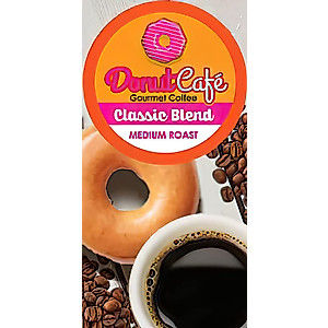 Donut Café - Coffee Gourmet Pods, Classic Blend, Medium Roast – Non-GMO, Gluten Free – Compatible with Keurig K Cup Brewers – Smooth & Delicious – 80 Count