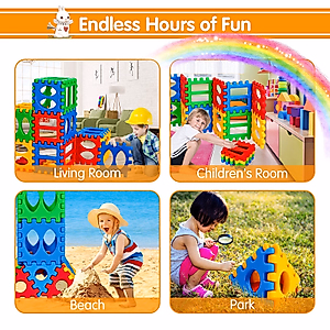 Costzon 32 Pieces Jumbo Building Blocks for Kids, Big Waffle Block Set, Preschool Educational Creativity Sensory Toy, Interconnecting Stacking Building Toy Set for Boys & Girls