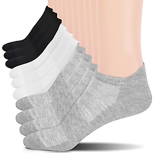 Cozi Foot Ankle Socks for Women: 10 Pairs Cotton Soft Fabric Black/White/Gray