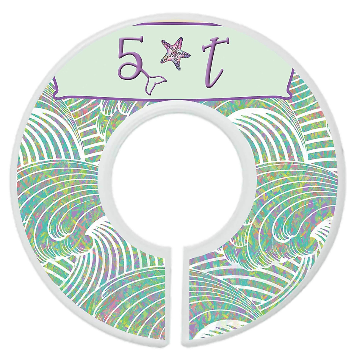 Mumsy Goose Nursery Closet Dividers Closet Organizers Baby Girl Clothes Dividers Mermaid (Sizes 2T - 7 (6 Rings))