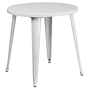 Flash Furniture Commercial Grade 30" Round White Metal Indoor-Outdoor Table
