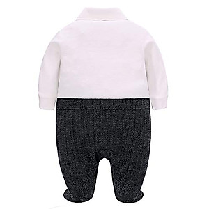famuka Baby Boy Gentleman Romper Toddler Boys Formal Suit Party Dress One-Piece Wedding Tuxedo 0-24M (D, 0-3 Months)